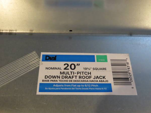 New 20 X 20 Multi Pitch Roof Jack For Evaporative Coolers - materials ...