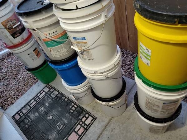 2 tons of Indian red river landscaping rock loaded into 5 gal buckets ...