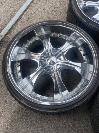 22” 5-lug ROX chrome wheels 5x4.5 or 5x4.75 with tires - auto wheels ...