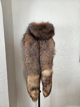 Crystal fox fur boa scarf stole wrap with tails - clothing ...