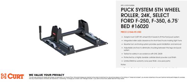 Sliding 5th Wheel for Ford F-250, F-350 Puck System, 6.75' Bed - auto ...