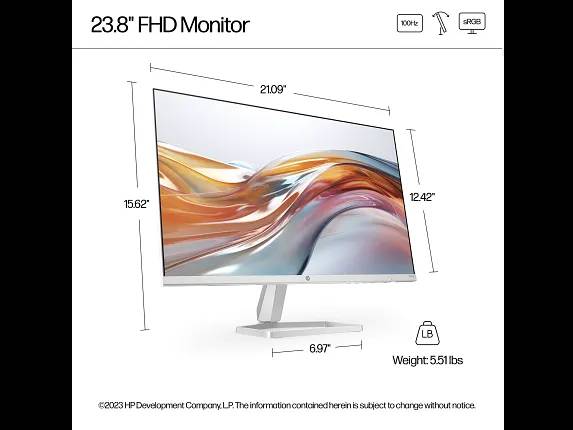 HP Series 5 23.8 inch FHD White Monitor - 524sw - computer parts - by ...