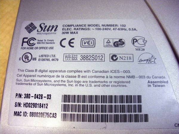 Sun 380-0428 Sun Ray 1 Thin Client - computers - by owner - craigslist