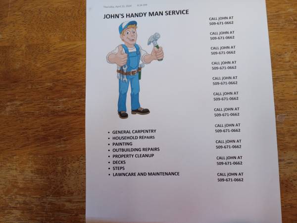 JOHN'S HANDY MAN SERVICE - resumes / job wanted - craigslist